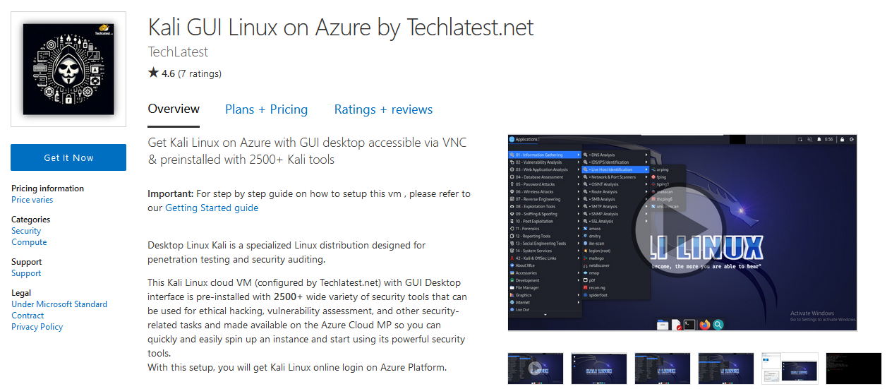 Techlatest.net - Installing Kali Linux from Azure Marketplace